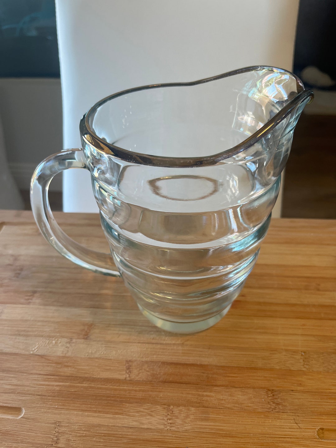 Vintage Rippled or Beehive Gold Rimmed Glass Pitcher 8" - Etsy