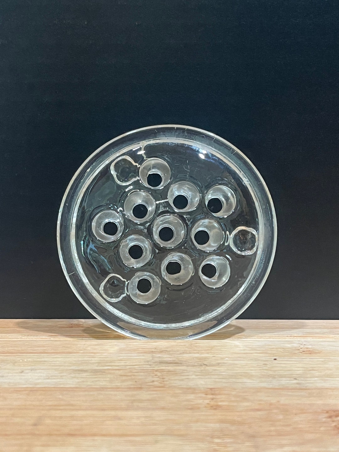 Vintage Clear Glass Footed Flower Frog - 11 Holes - Etsy