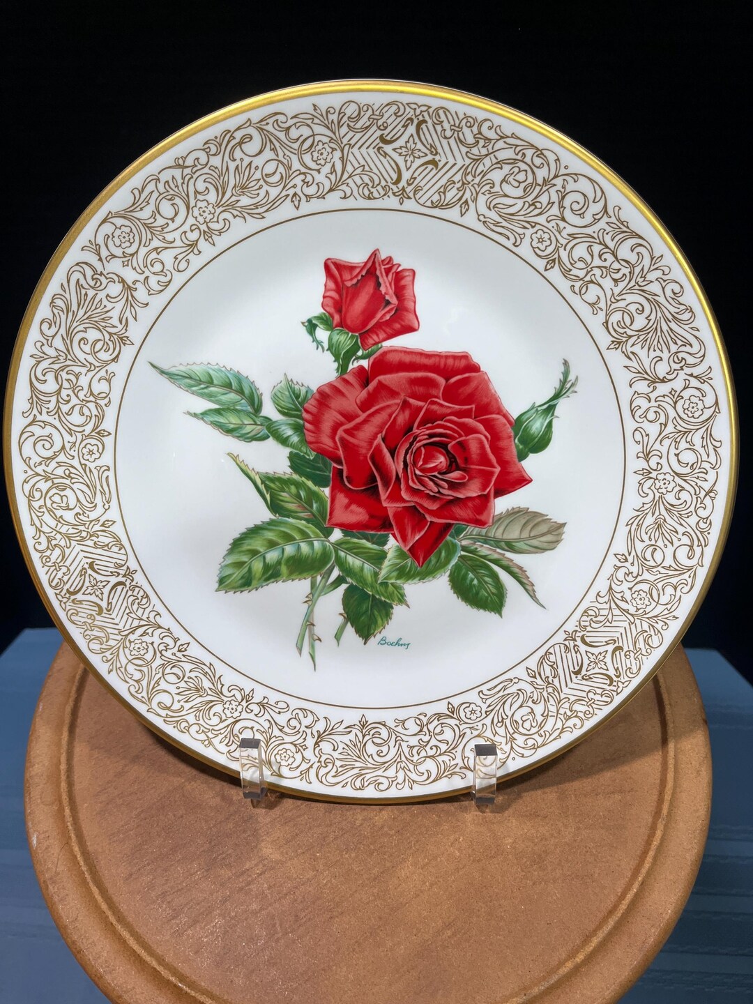 Vintage Boehm Rose Plate Collections "the Mister Lincoln Rose" English ...