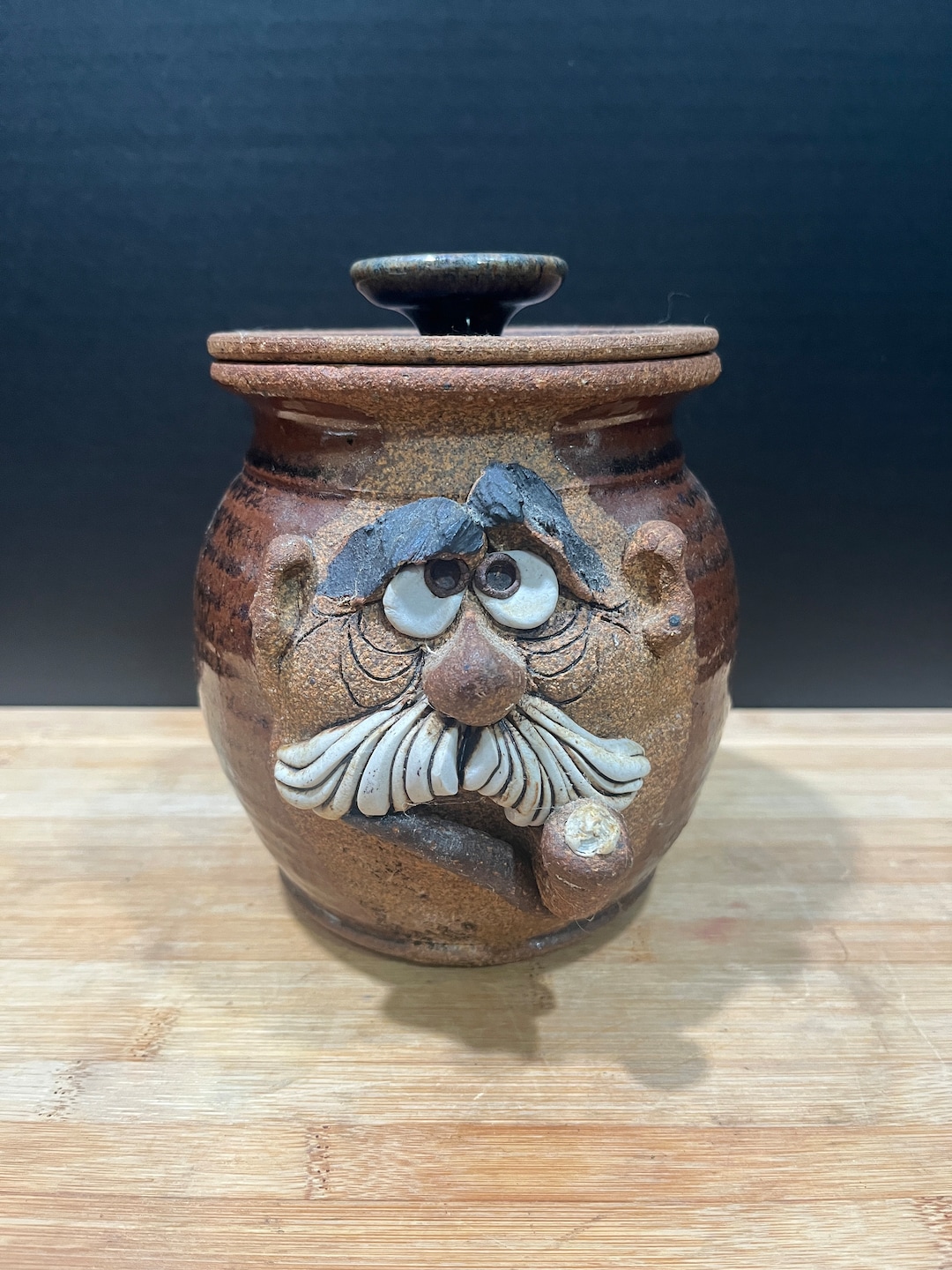 Vintage Mark Hines Pottery Earthenware Lidded Canister - Old Man W ...