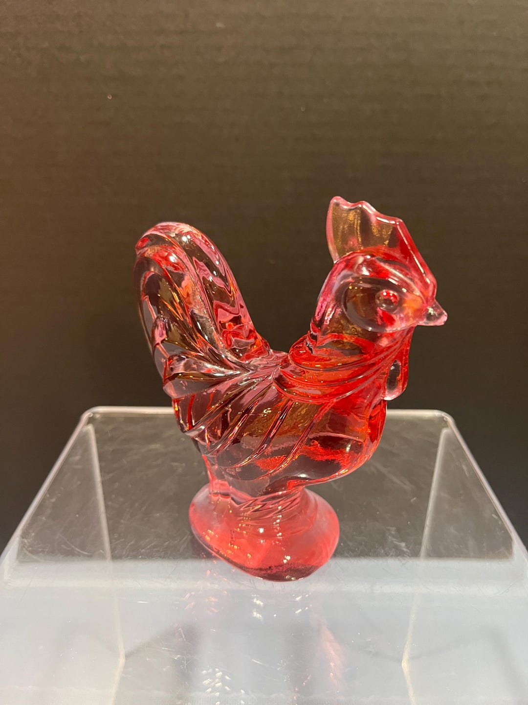 Vintage Fenton Glass Mulberry Rooster Figurine Purple Glass Rooster ...