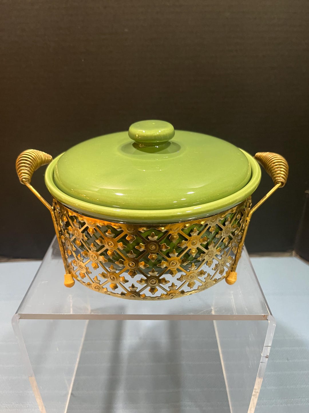 Vintage RARE Bauer Pottery Avocado Green Lidded Casserole Dish - 1 ...