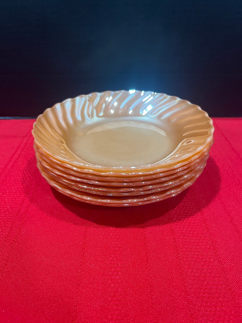 Vintage Termocrisa Peach Luster Swirl Glass Bowls Set of 8 - Etsy