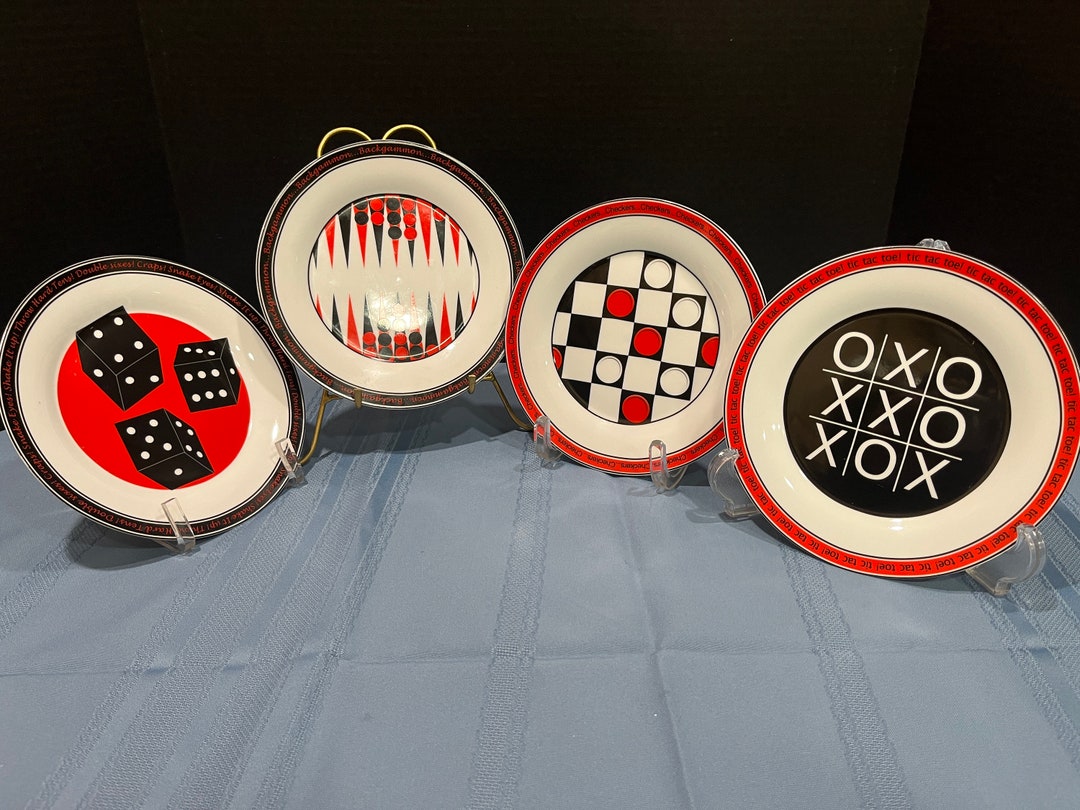 Vintage I Godinger Set of 4 Snack Plates - Poker Night - Game Night ...