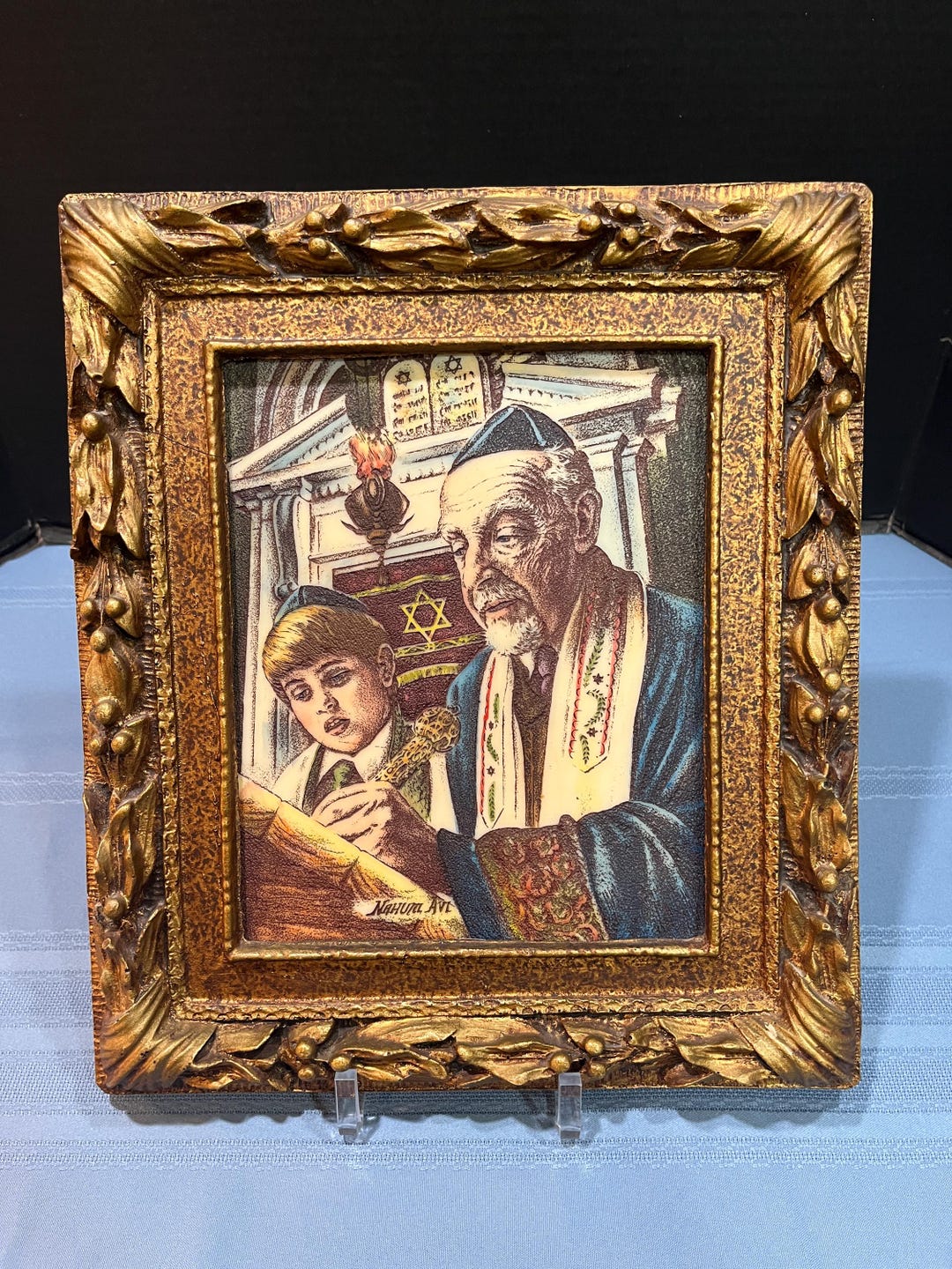 Vintage Artini Engraving Hand Painted "jewish Bar Mitzvah -rabbi ...