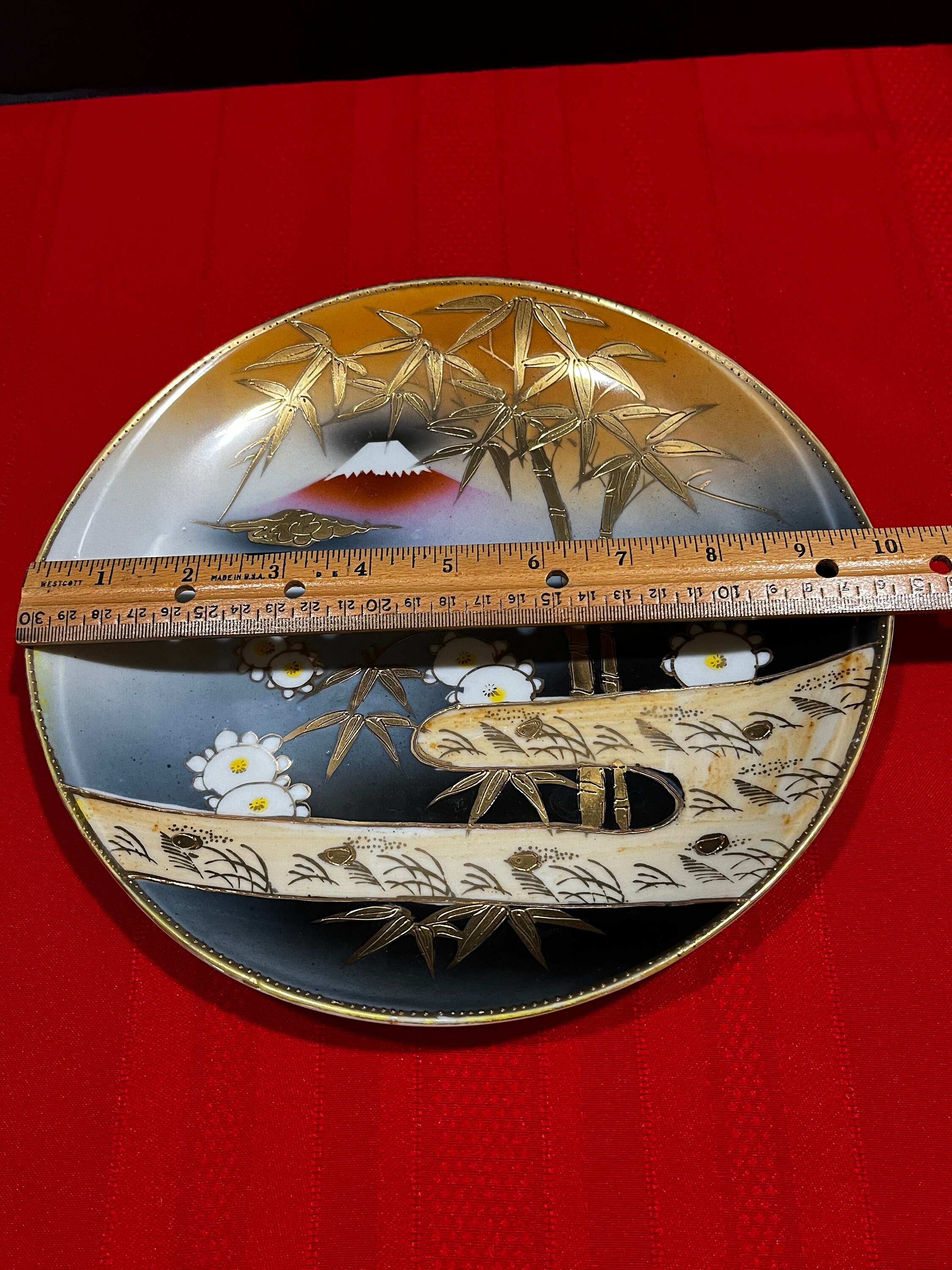 Vintage Japanese Porcelain Satsuma Plate or Platter - Mt. Fuji - Etsy