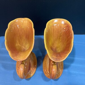 Vintage 1940's Artistic Potteries Set of 2 Ceramic Cornucopia Planters ...