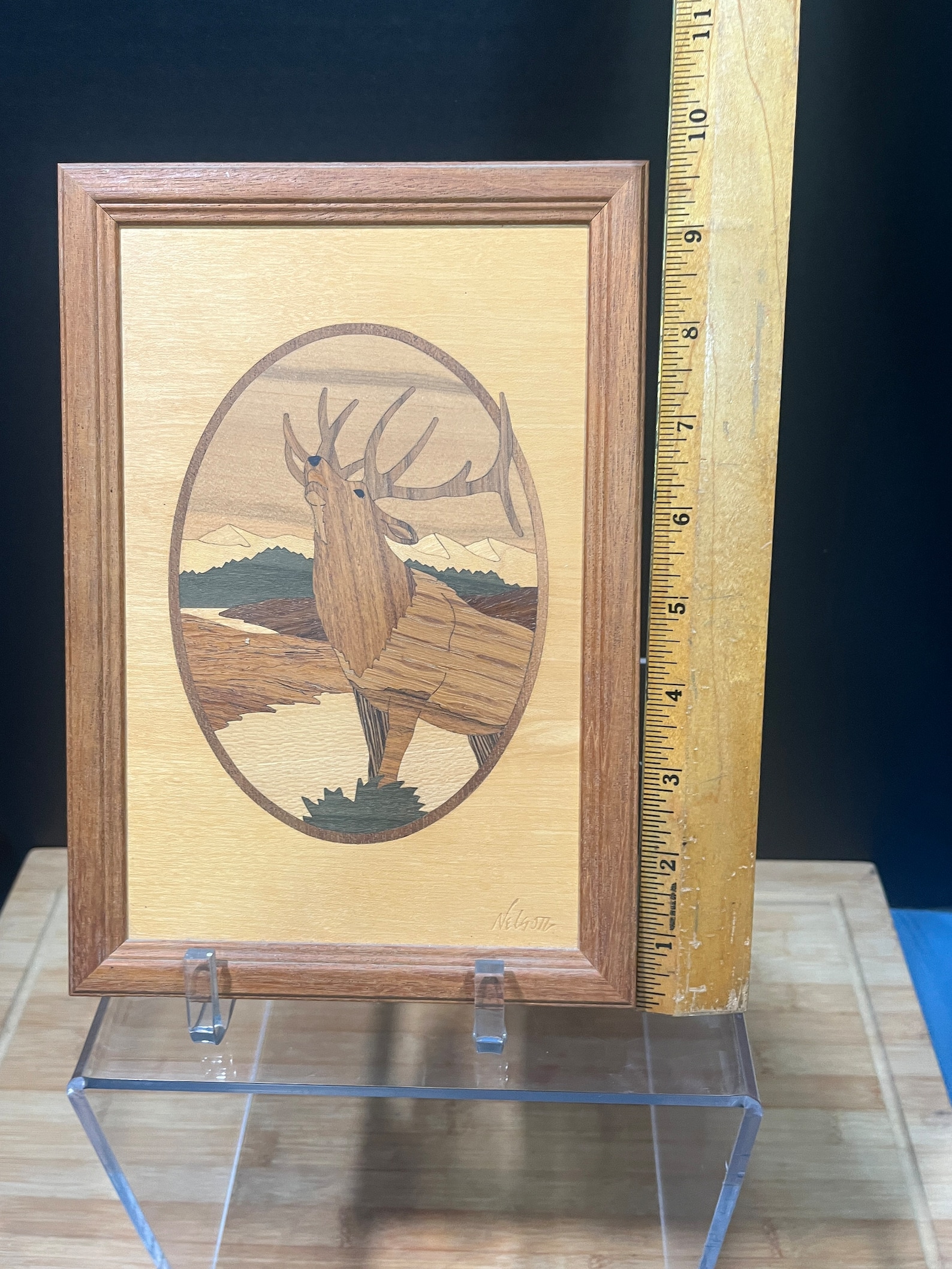 Vintage Hudson River Inlay Elk Wood Marquetry Wall Hanging Art Jeff ...