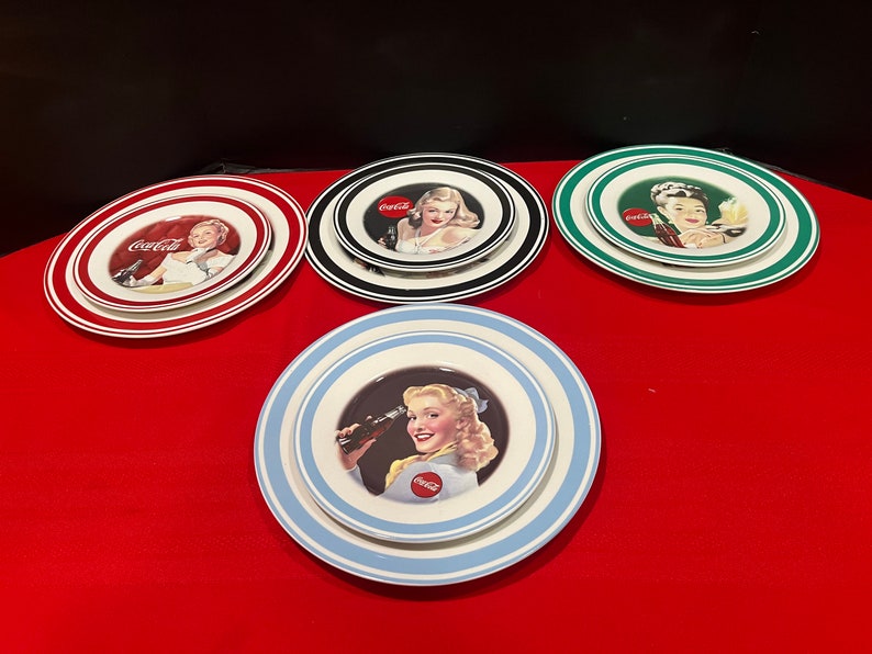 Vintage Coca Cola Pin up Girl Dinner Plates - 4 - and Matching Salad ...