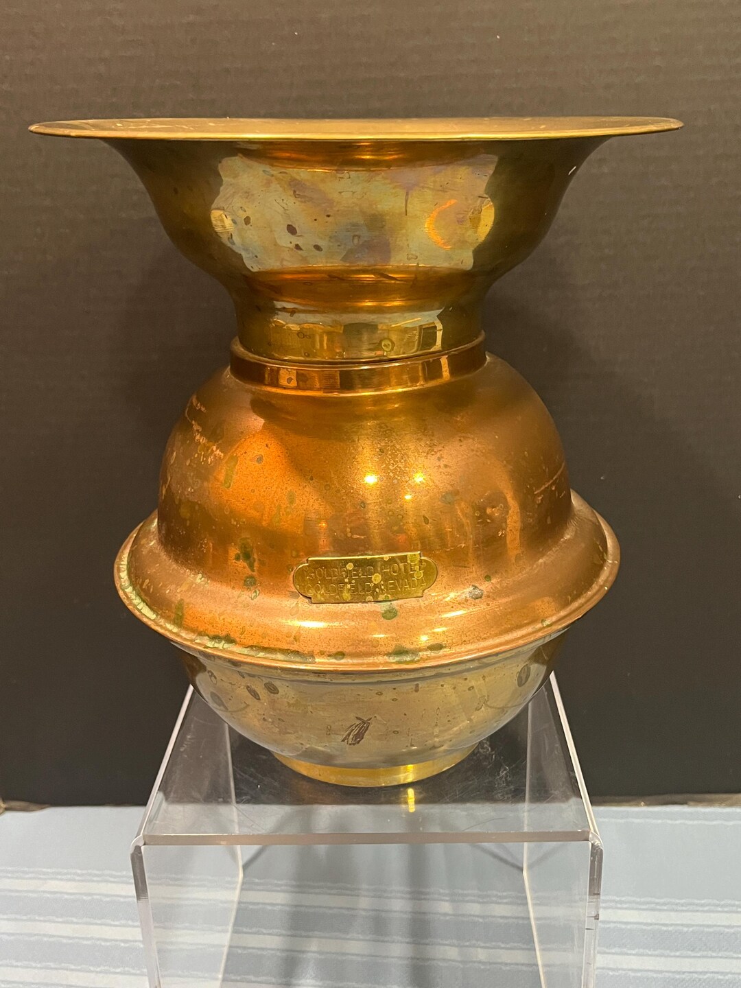 Vintage Goldfield Hotel Copper and Brass Spittoon Large Spittoon Nevada ...