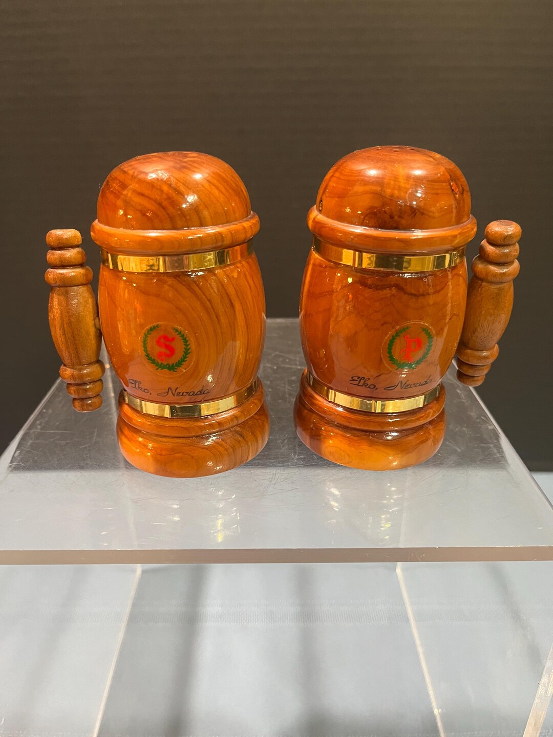 Vintage Set of Wood Mini Beer Stein or Barrel Souvenir Salt and Pepper ...