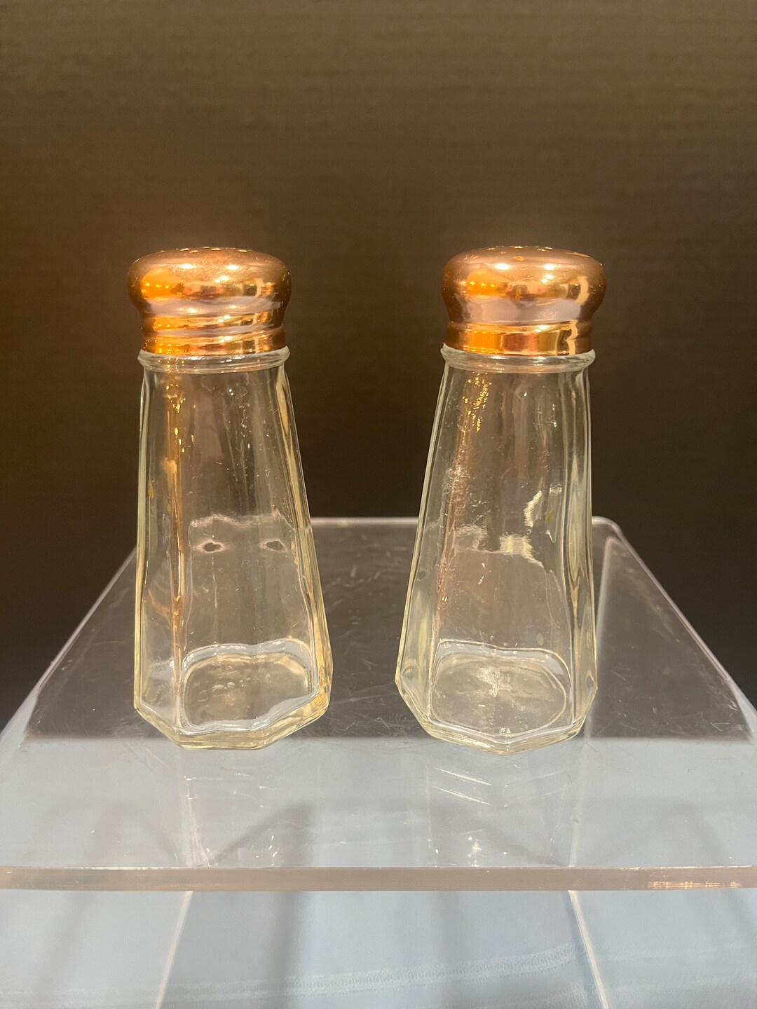 Vintage Gemco Copper Top Glass Salt and Pepper Shakers - Etsy