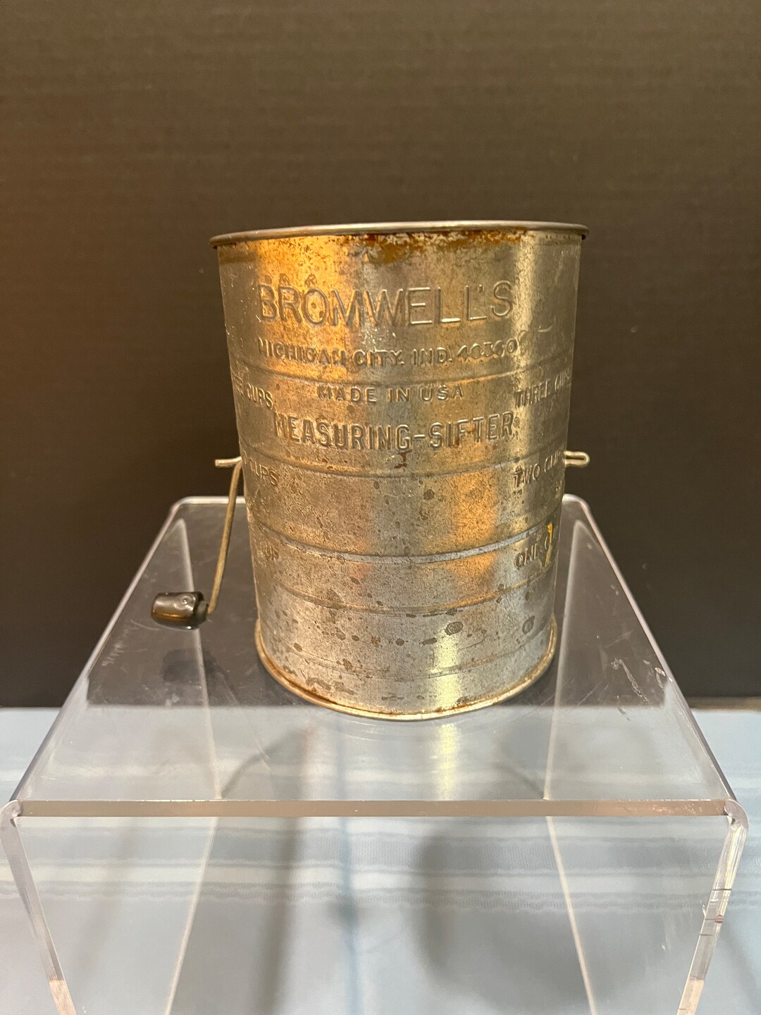 Vintage Bromwell's Metal Measuring Sifter - 3 Cups, Michigan City ...