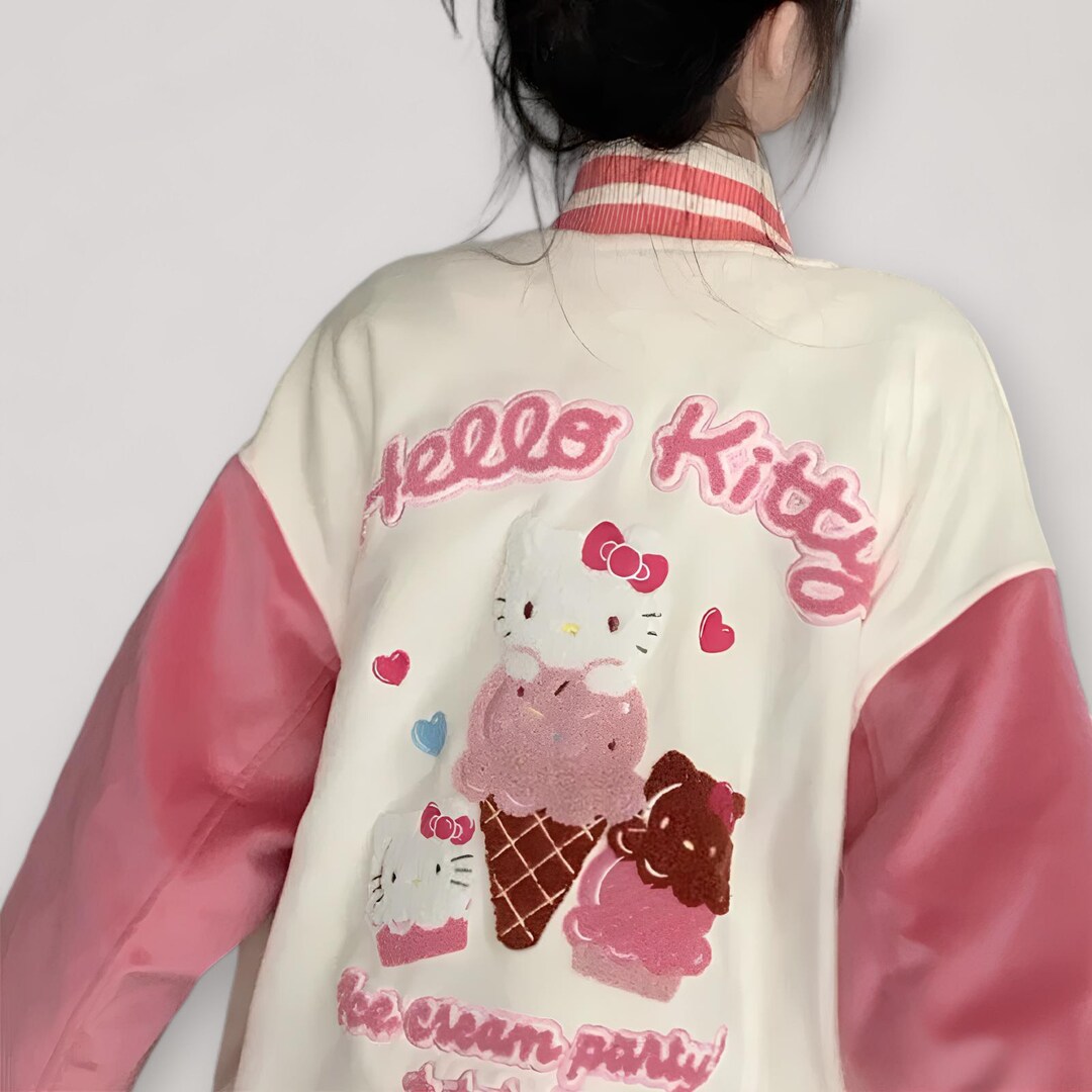 Hello Kitty Jacket Pink Jacket, Varsity Jacket, Racing Jacket, Sanrio ...