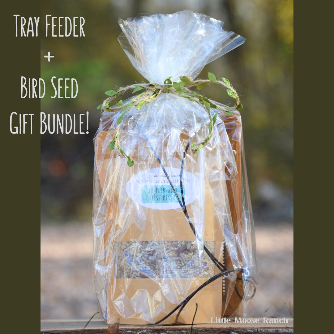 Bird Feeder Gift Bundle - Hand-mixed Bird Seed and Tray Feeder ...