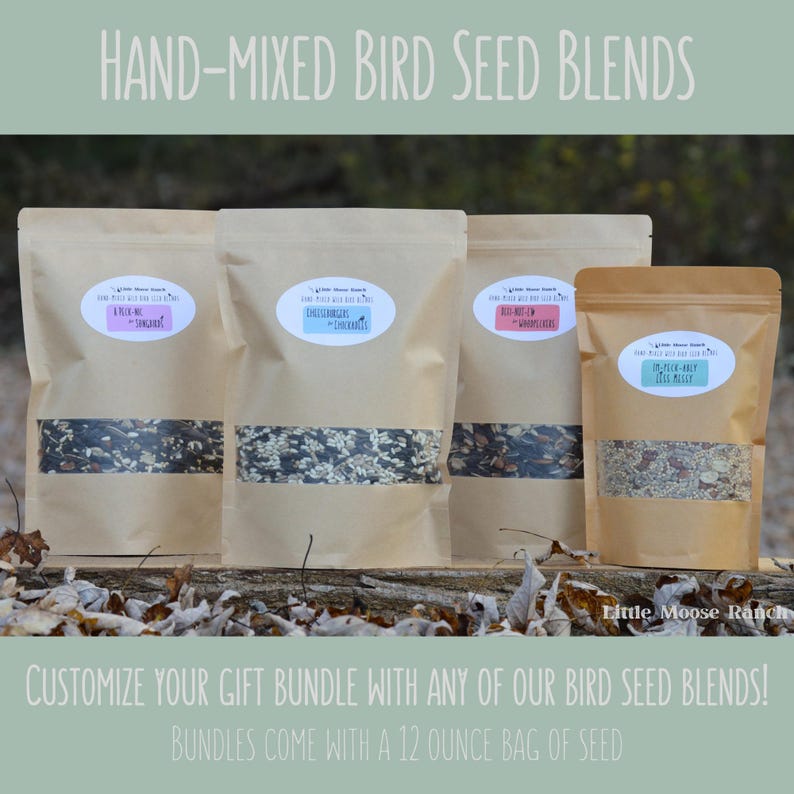 Bird Feeder Gift Bundle - Hand-mixed Bird Seed and Tray Feeder ...