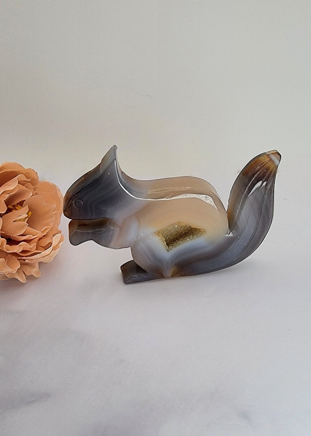 Druzy Agate Crystal Squirrel Carving - Etsy