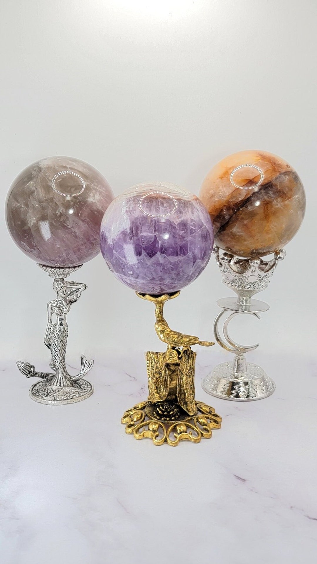Crystal Sphere Holders Mermaid, Raven and Moon Sphere Holders Home ...