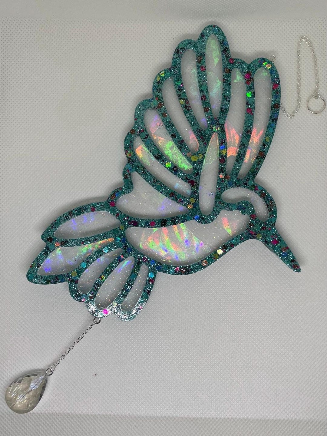 Holographic Hummingbird Resin Suncatcher With Crystal - Etsy