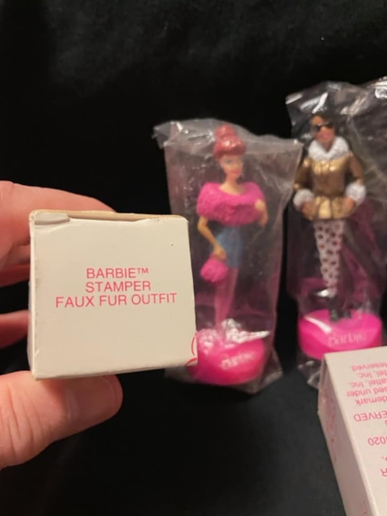Avon Barbie Stampers With Pad. Doll Handle Barbie Face Stamp Pink Mini ...