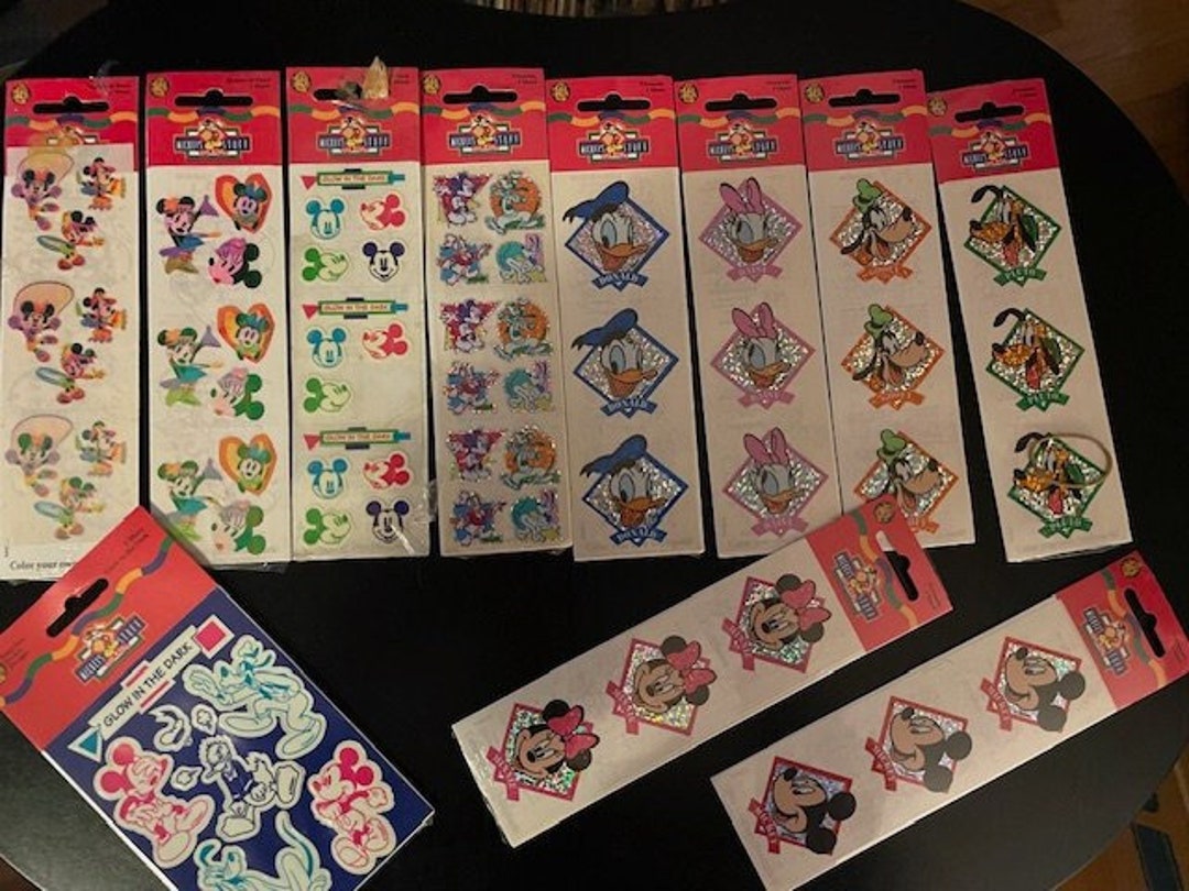1996 Sandylion Mickey's Stuff Stickers. 10 Designs: Prism, MOP, Glow in ...