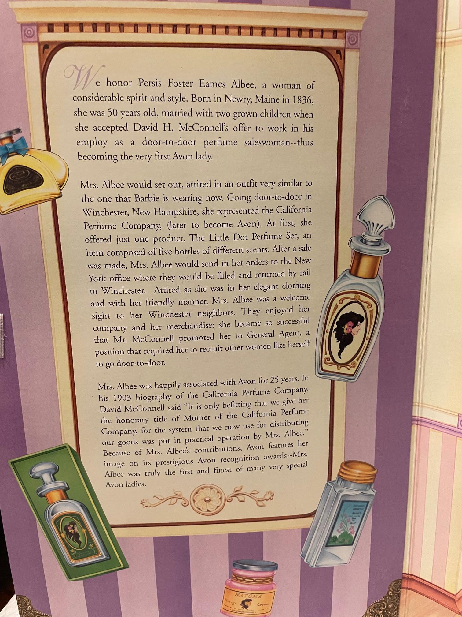 Vintage 1997 Avon Barbie Special Edition Mrs. P.F.E. Albee, the First ...