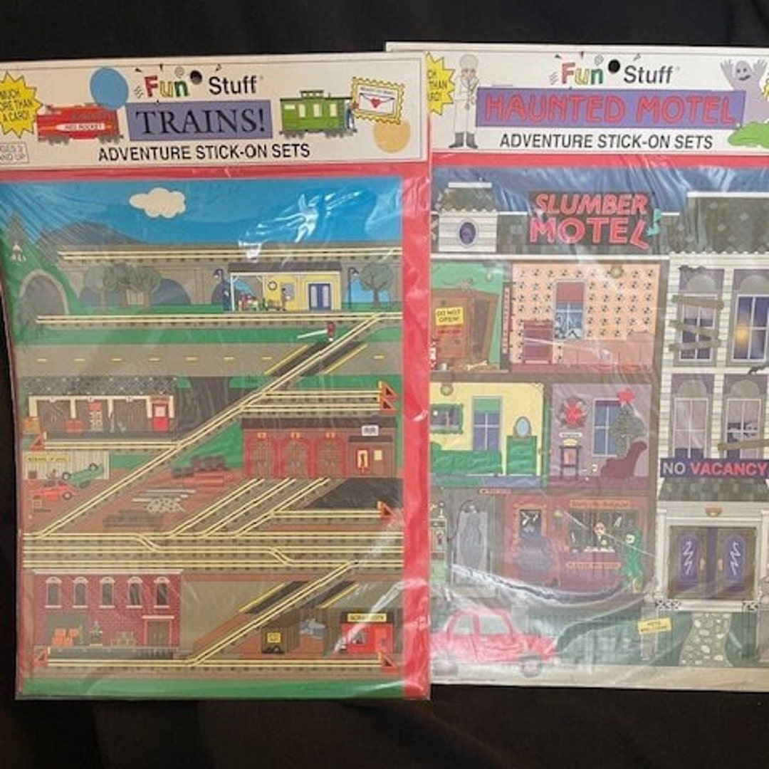 1995 Fun Stuff Large Adventure Stick-on Sets. Choose Trains or Haunted ...