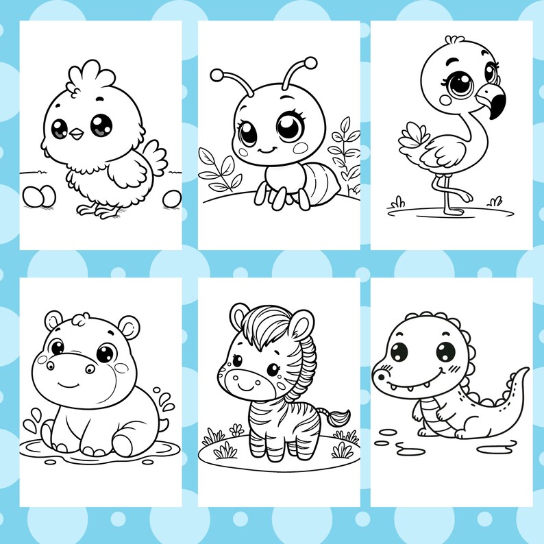 40 Cute Animals Coloring Pages for Kids . Toddler Coloring Book ...