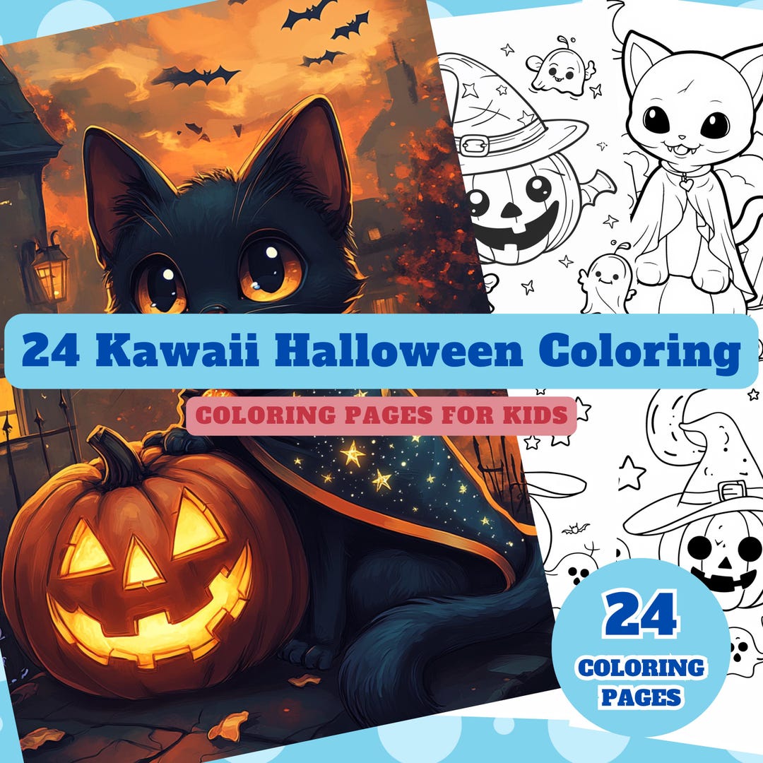 Kawaii Halloween Coloring Pages for Kids | Cute Spooky Printable ...
