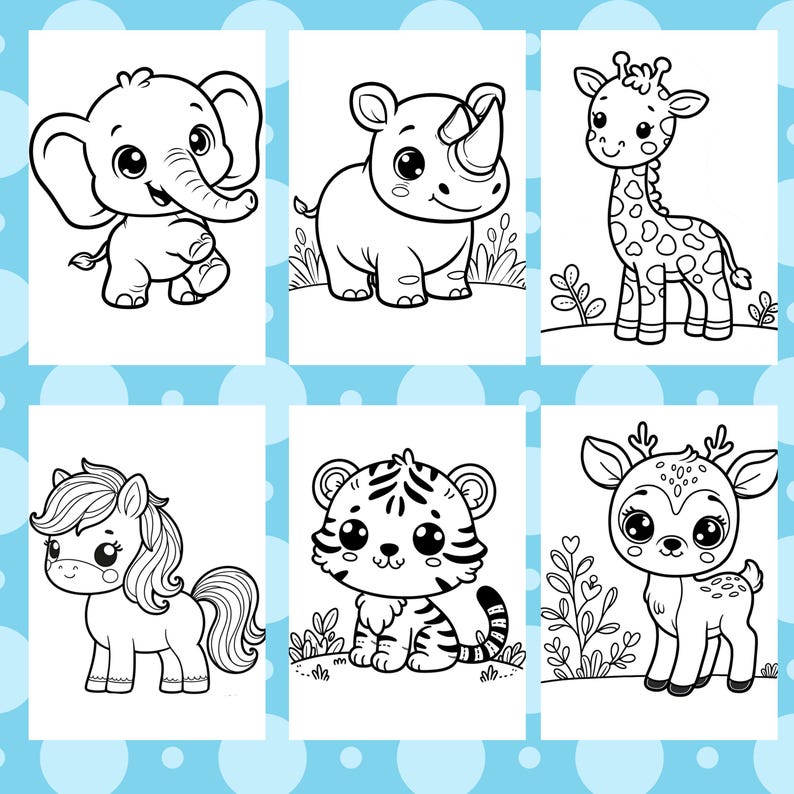 40 Cute Animals Coloring Pages for Kids . Toddler Coloring Book ...