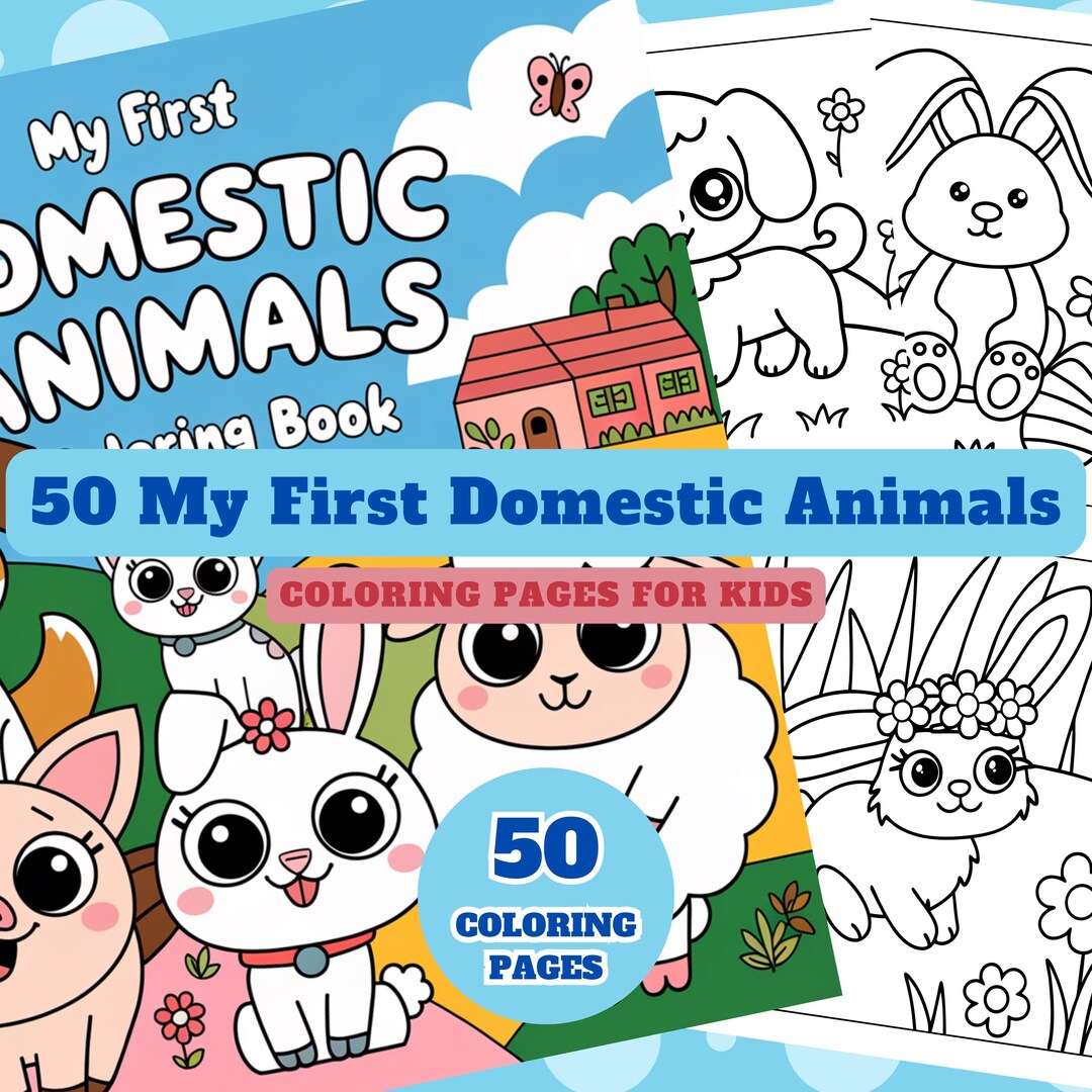 Farm & Pet Animal Coloring Pages for Kids | Fun Learning Printable Book ...