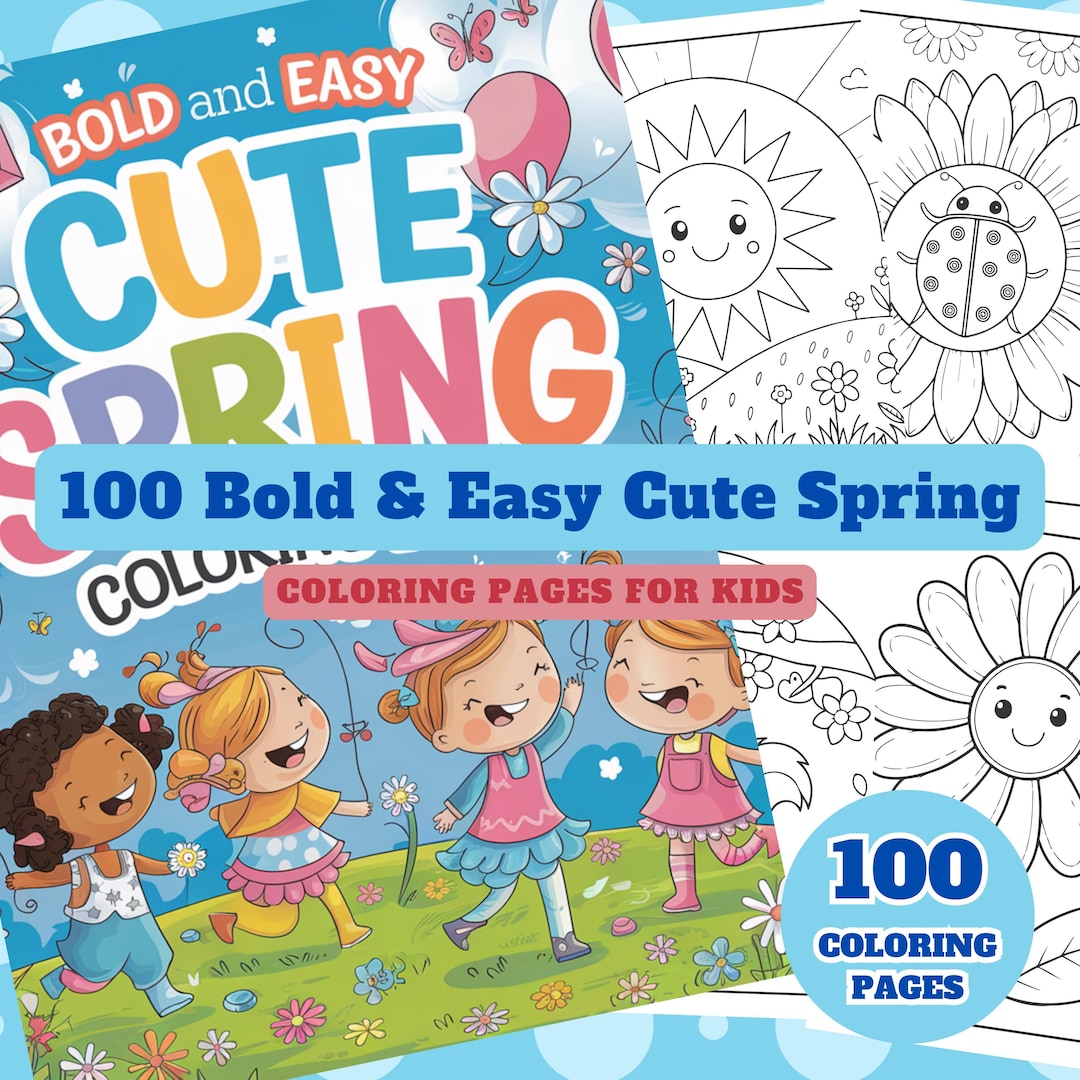 Spring Coloring Page for Kids | Bold and Easy Flower Garden Activity ...
