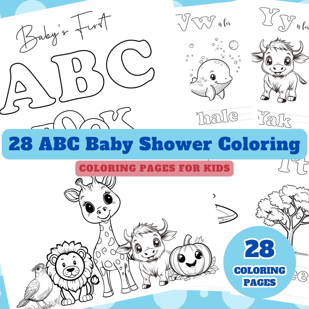 ABC Baby Shower Coloring Book for Kids | Cute Alphabet Activity ...