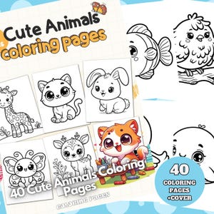 40 Cute Animals Coloring Pages for Kids . Toddler Coloring Book ...