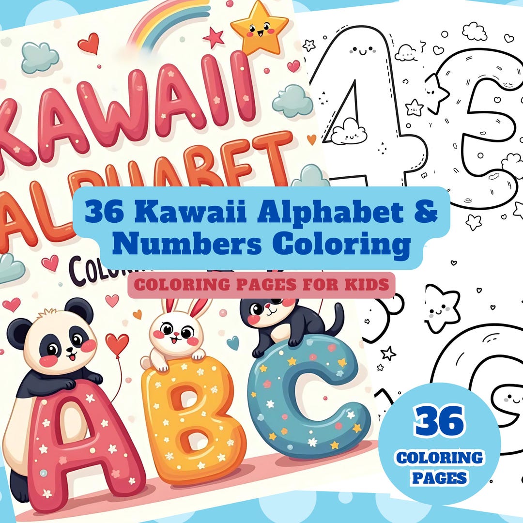 Kawaii Alphabet Coloring Pages for Kids | Cute ABC Learning Activity ...