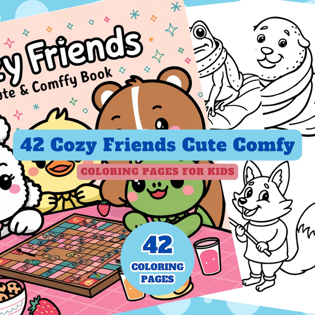 Cozy Animal Friends Coloring Pages for Kids | Cute Printable Art | Fun ...