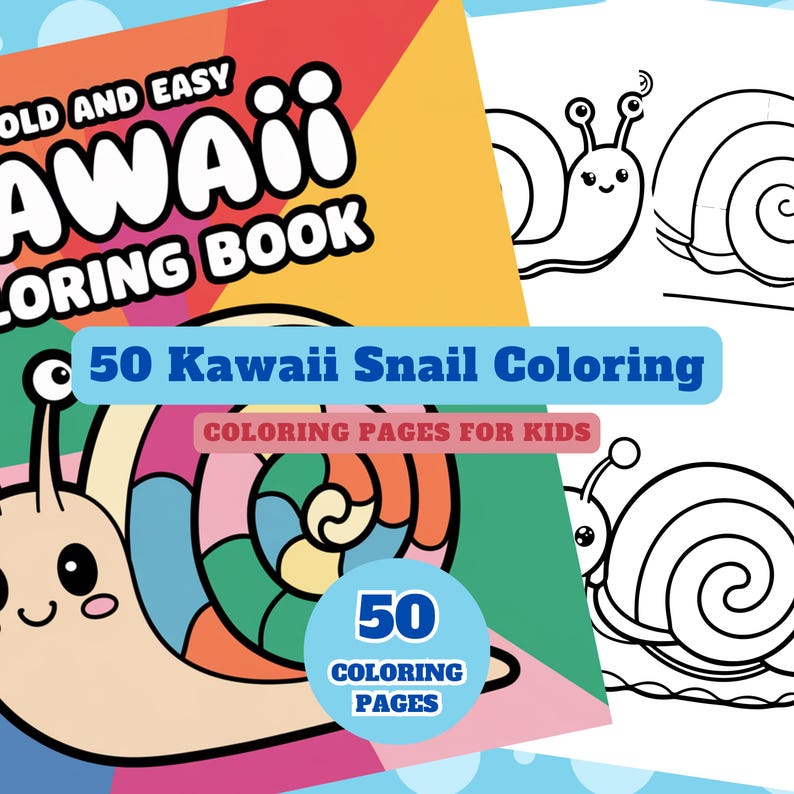 Kawaii Snail Coloring Pages for Kids | Cute Printable Art | Fun Rainy ...