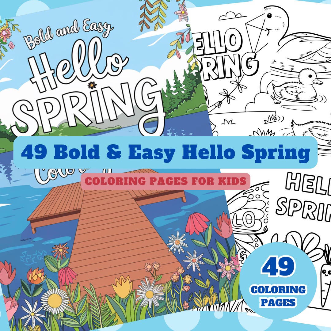 Hello Spring Coloring Pages for Kids | Bold and Easy Seasonal Activity ...
