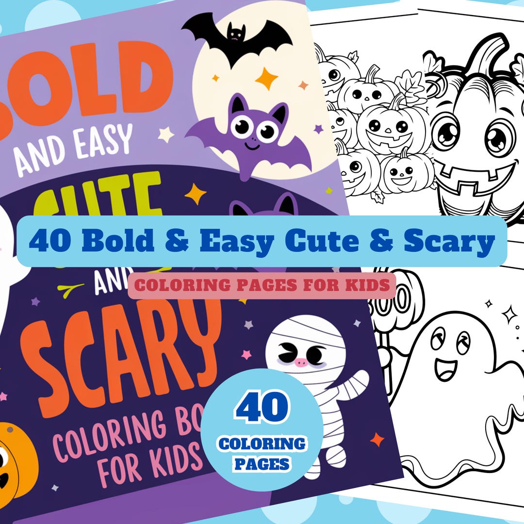 Bold and Easy Cute and Scary Coloring Book | Fun Spooky Printables for ...