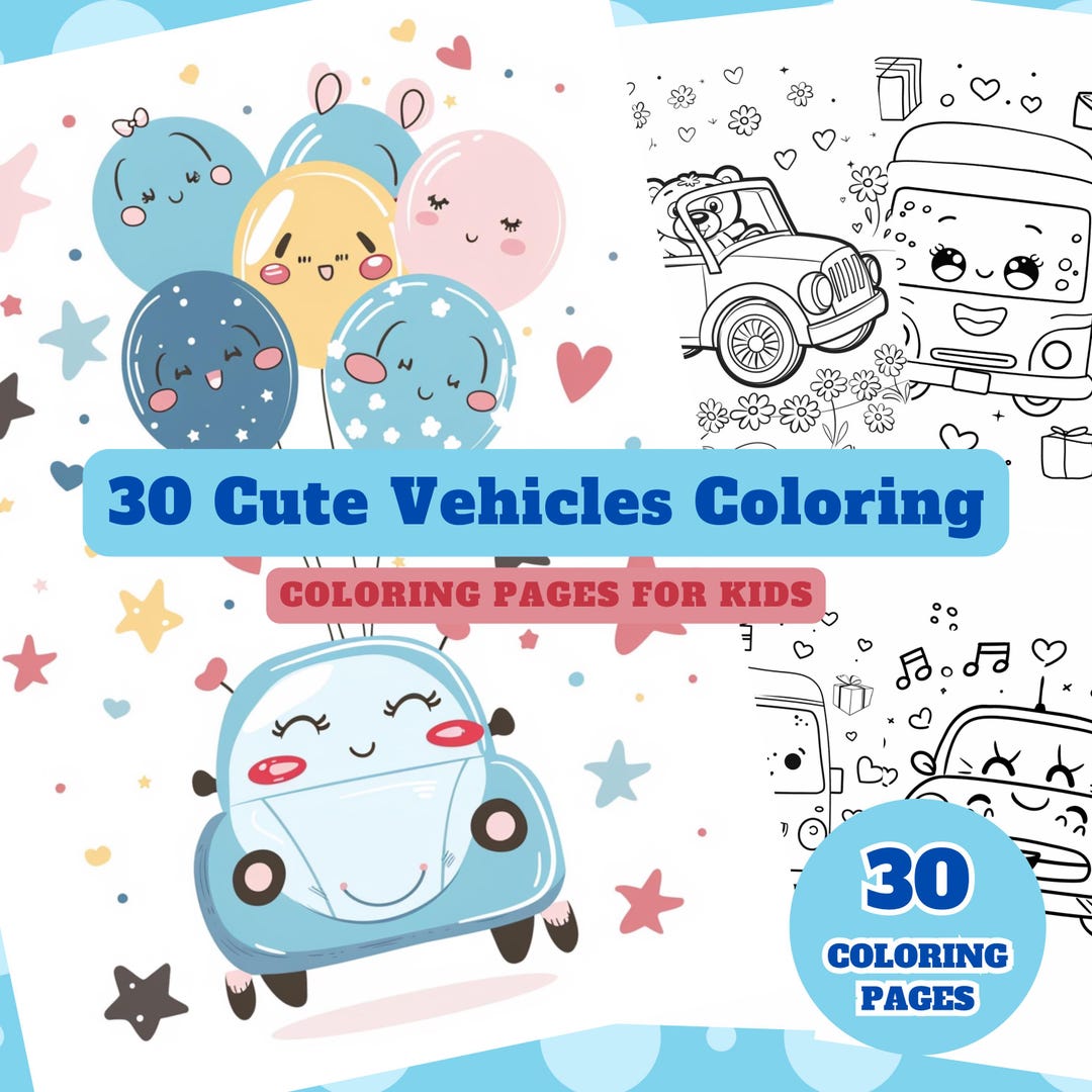 Cute Vehicles Coloring Pages for Kids | Fun Car & Truck Printable ...