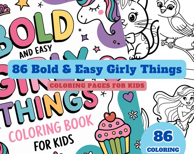 Bold Easy Girly Things Coloring Pages . PDF File - Etsy Canada