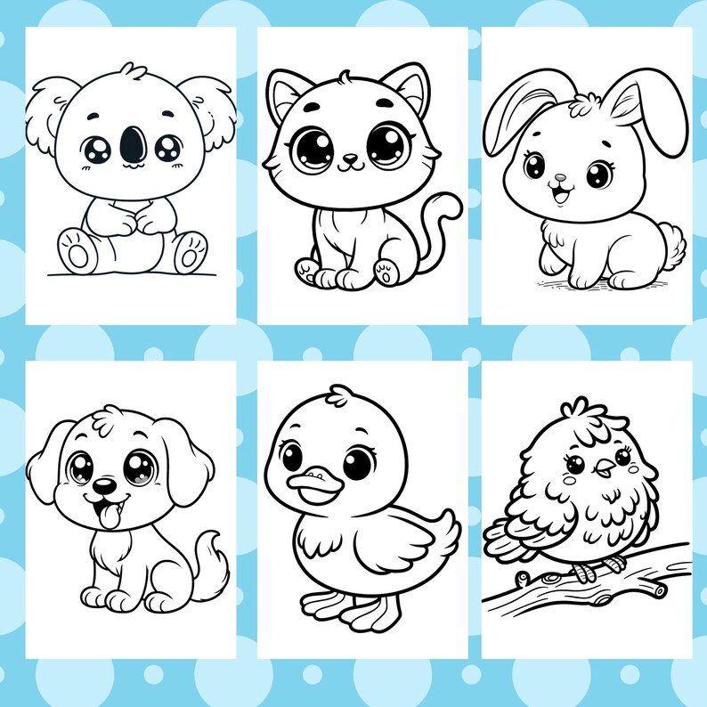 40 Cute Animals Coloring Pages for Kids . Toddler Coloring Book ...