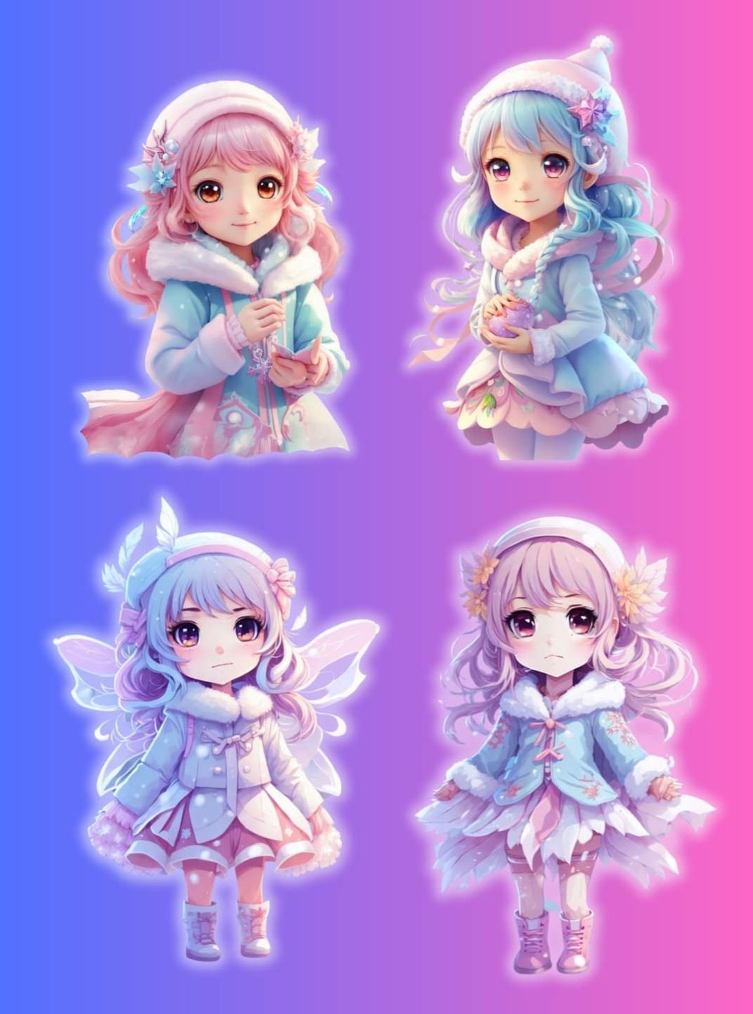 Cute Snow Girls Sticker Set - Etsy