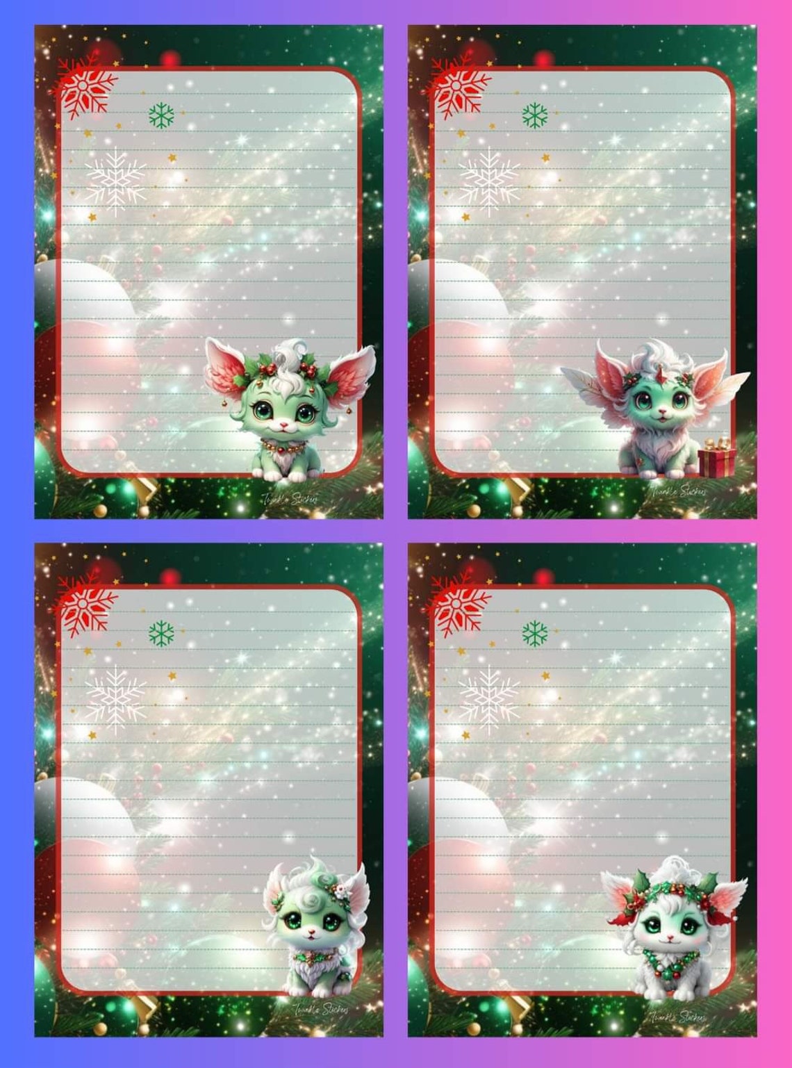 Cute Christmas Creature A5 Writing Paper - Etsy
