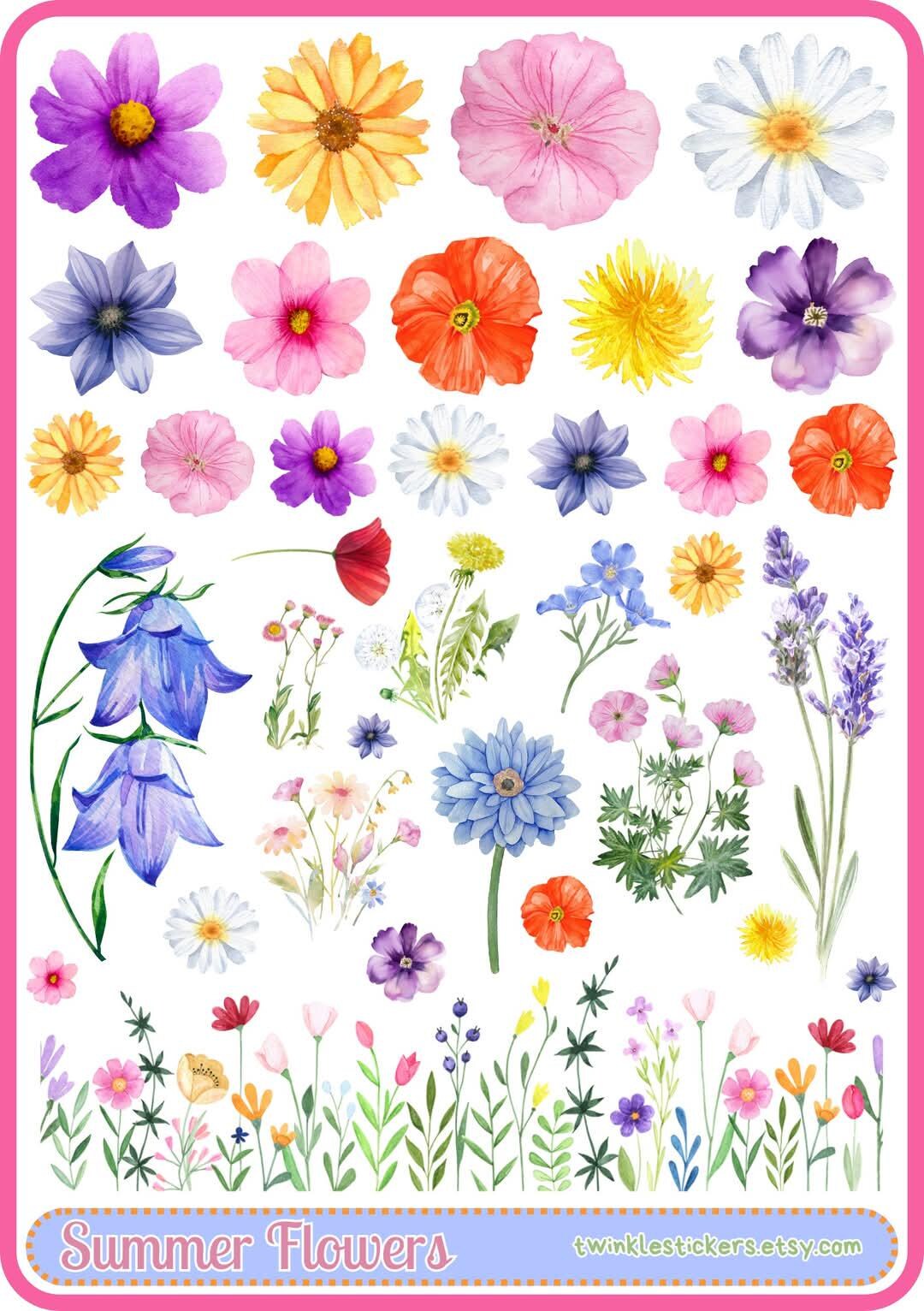 Summer Flowers - Sticker Sheet Large - Etsy