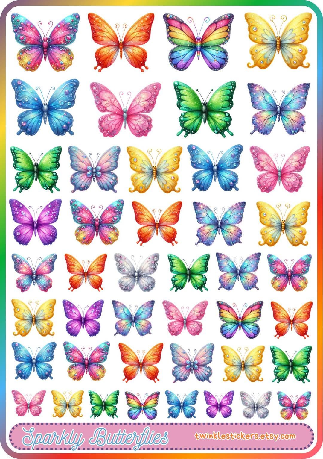 Sparkly Butterflies - Sticker Sheet - Etsy