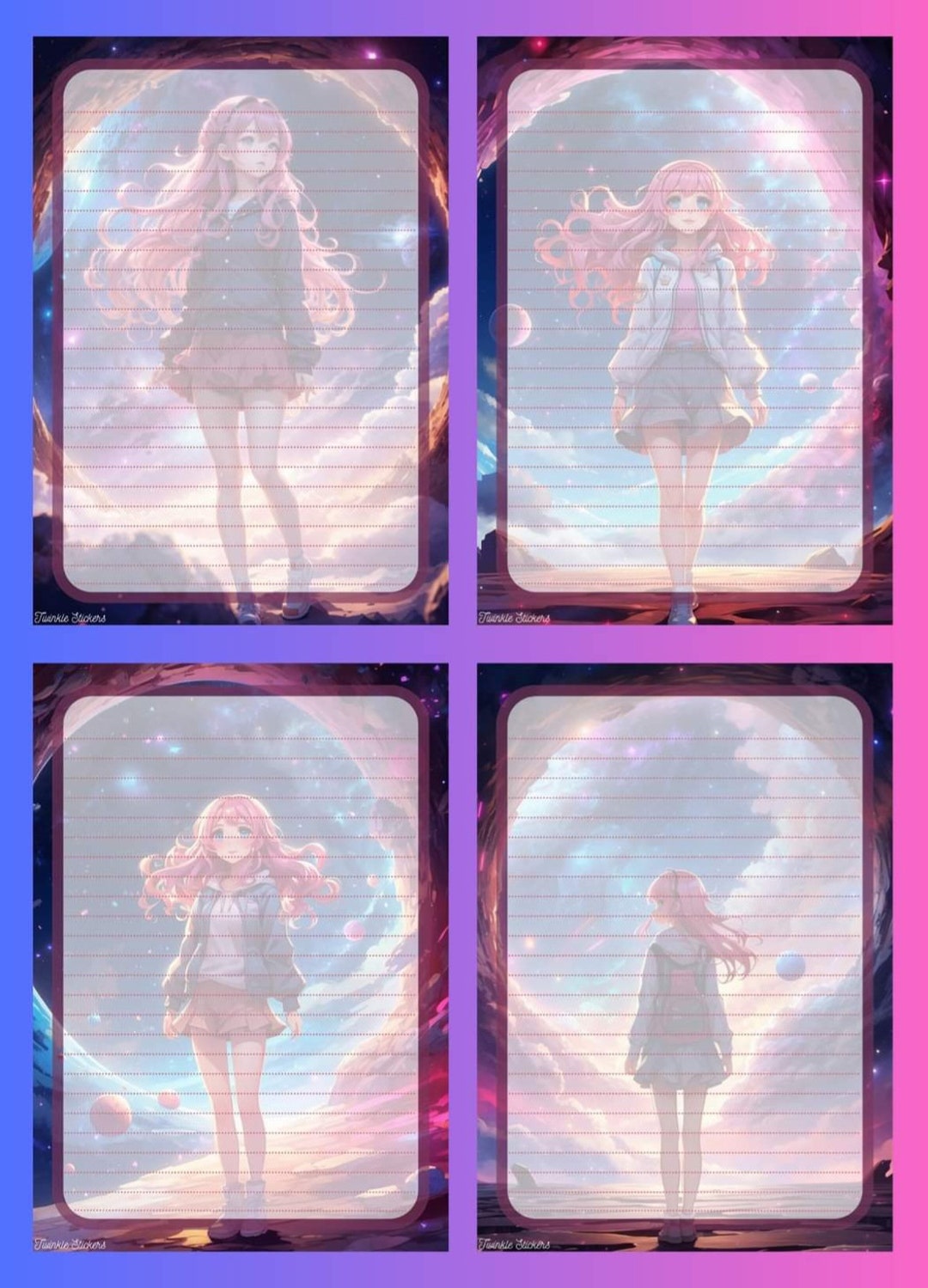 Galaxy Anime Girls A5 Writing Paper - Etsy