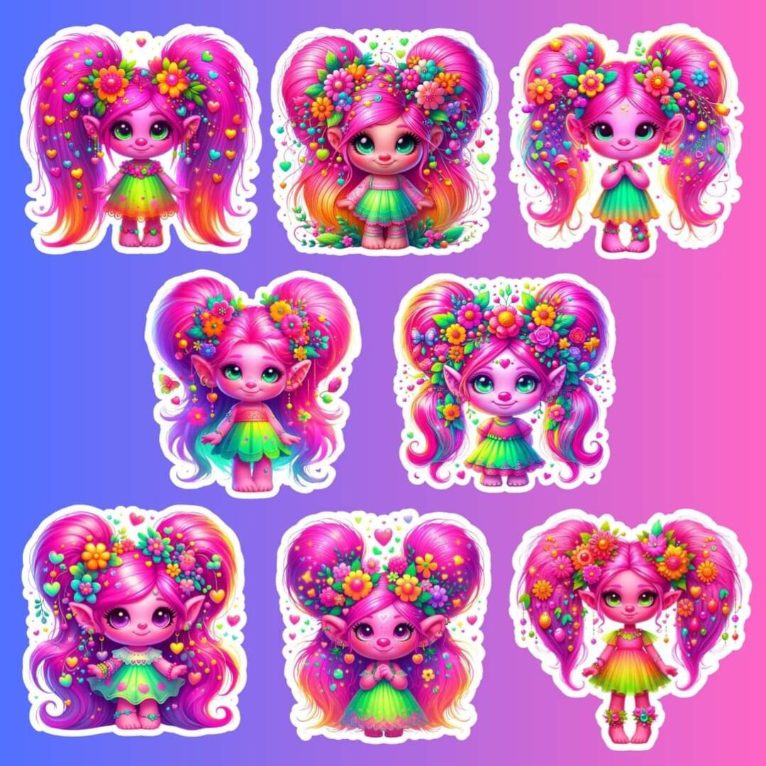 Happy Troll Girls Sticker Set - Etsy