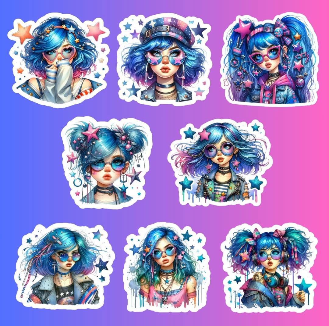Funky Girls Sticker Set - Etsy