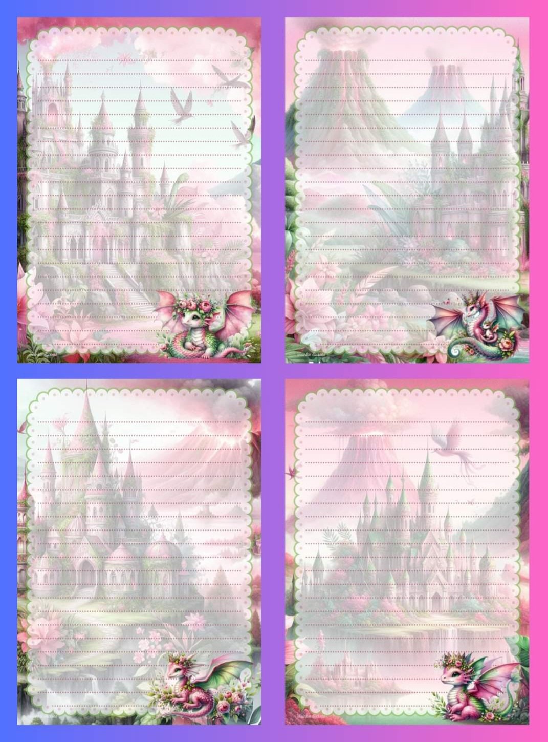 Fairy Dragons Writing Paper - Etsy